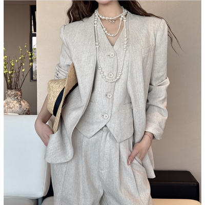 套装老钱三件套高端亚-麻休闲气质MSCC-2521603