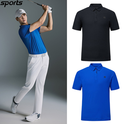 韩国代购FJ高尔夫26年春夏速干透气拼接翻领运动POLO衫短袖T恤男