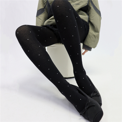 miu系波点显瘦直角跟打底连裤袜