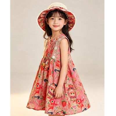 【送帽子】女童夏季新款连衣裙无袖公主裙女孩时尚背心裙-HCB758
