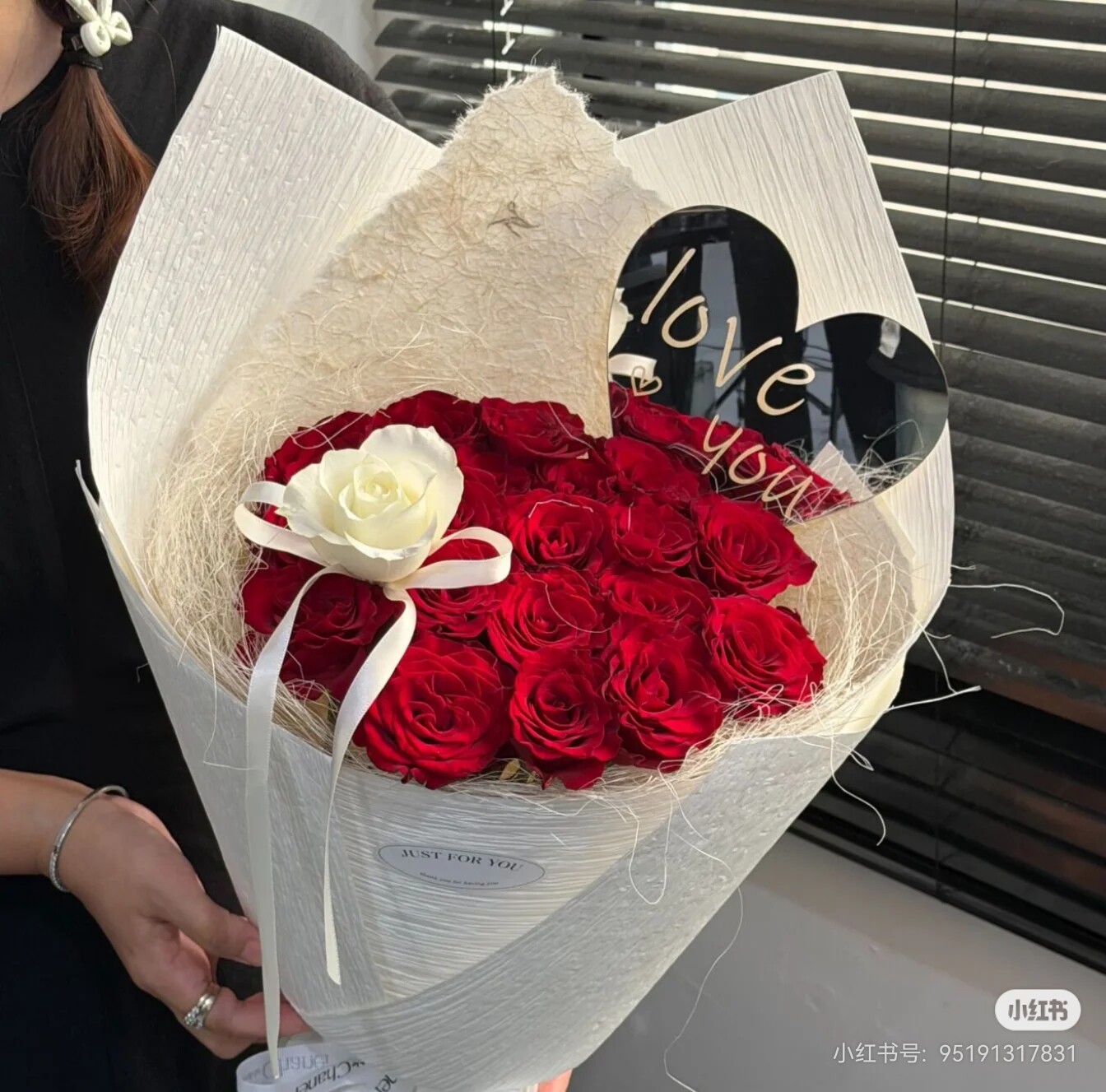 爱心镜子鲜花束花篮花艺diy心形圆形亚克力镜子情人节生日礼物