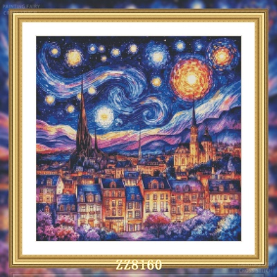 【ZZ8160-梵高城市星空】十字绣2026新款线绣客厅卧室卡通风景系