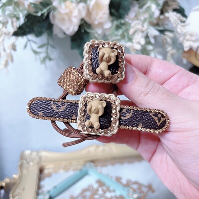 新款网红简单百搭发圈老花水钻发夹头绳套装皮筋马尾发饰头饰1561