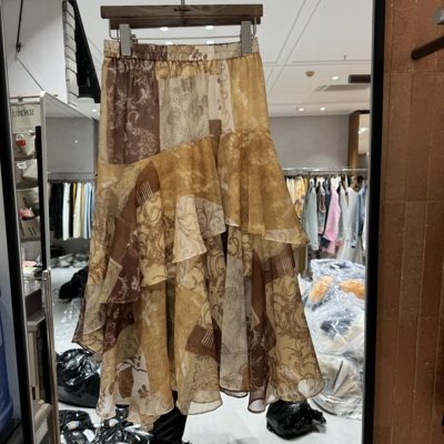 欧洲站2026春季新款复古优雅轻熟风荷叶边时尚女士a版半裙潮80369