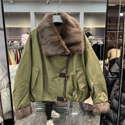 欧洲站2025冬季新款青根貂翻领轻熟风保暖短款鹅绒羽绒服潮25810