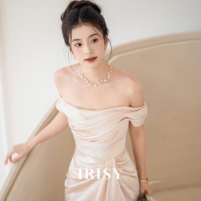 抹胸订婚礼服裙女法式新娘敬酒服