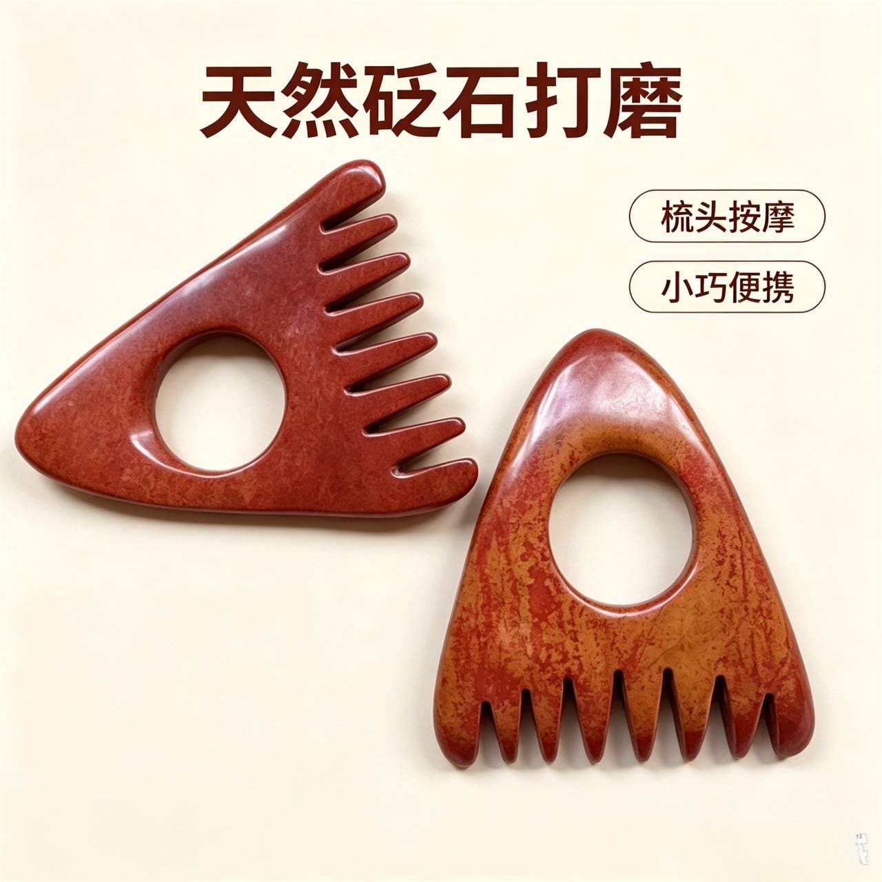 泗水砭石梳子按摩经络梳子头疗眉毛梳经络刷莲蓬头刷经络点睛明穴