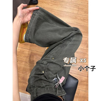 美式复古工装牛仔裤女150小个子