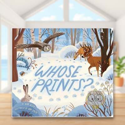 【预售】雪地足迹英文儿童绘本动物生态环保进口原版外版书纸板书3-6周岁Whose Prints?Kari Allen Little simon书籍图书正版