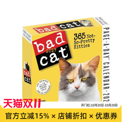 【预售】坏蛋猫咪 一天一页 2027年日历 Bad Cat Page-A-Day? Calendar 2027 英文进口原版日历文创周边Workman Calendars