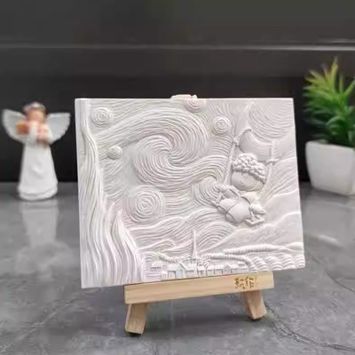 世界名画石膏娃娃涂色涂鸦浮雕冰箱贴儿童手工diy非陶瓷女孩玩具