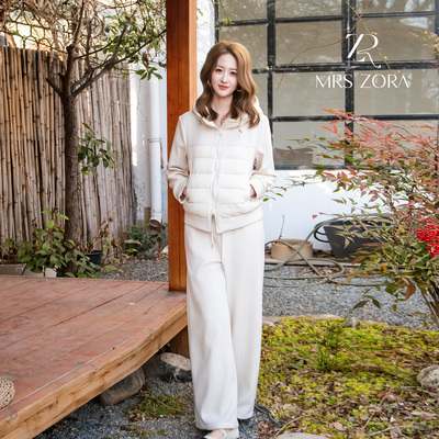 MRS ZORA佐拉2025新款排骨连帽休闲袖子加绒羽绒服+裤子61ATZ1021
