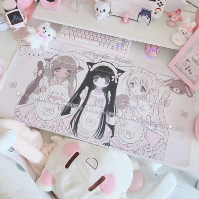 原创桌垫鼠标垫皮革超大防水少女