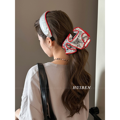 个性银色高亮小蛮腰发圈发箍女