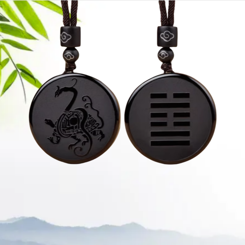 天然黑曜石玄武吊坠水泽节钥匙扣项链挂件缺水补水五行属水晶饰品