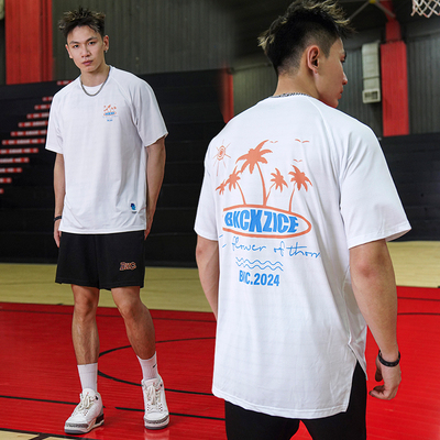 bkcxzice破冰正品运动短袖t恤男冬季宽松速干篮球球衣美式投篮服