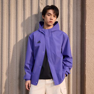 Adidas阿迪达斯外套男正品新款2026春季运动服防风连帽夹克KW0693