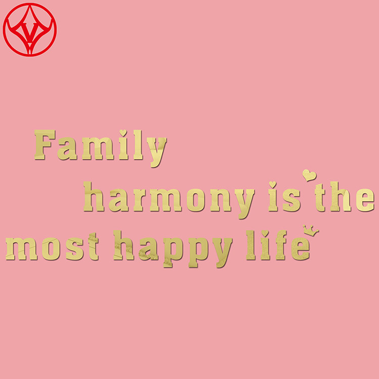 Family harmony is英文字镜面贴亚克力立体墙贴美化装饰贴画定制