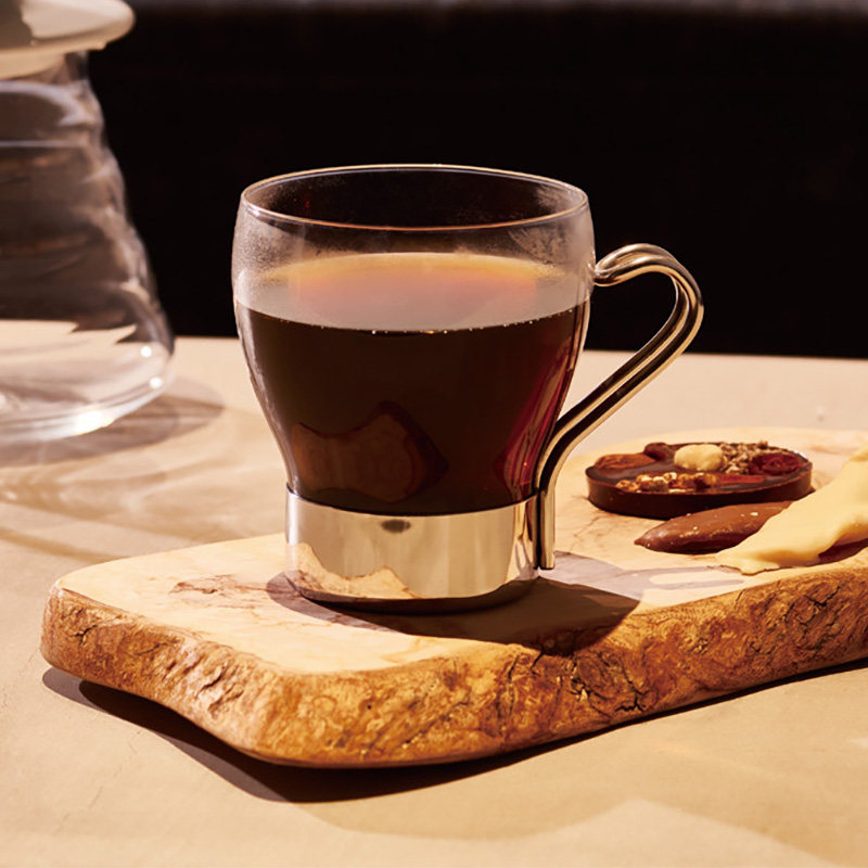 【旗舰店】HARIO耐热玻璃冷热咖啡杯不锈钢把手果汁杯水杯HCGN_虎窝淘