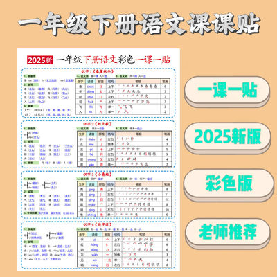 人教版一年级下册语文课课贴笔顺