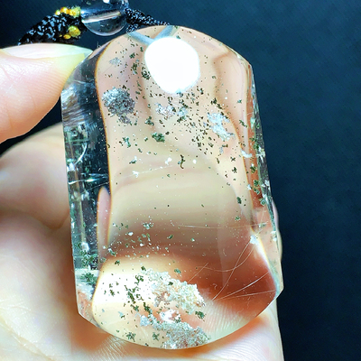 天然绿幽灵无事牌吊坠男女款项链