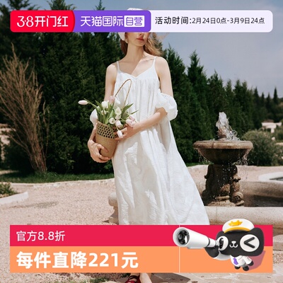 ELLE泡泡袖提花连衣裙