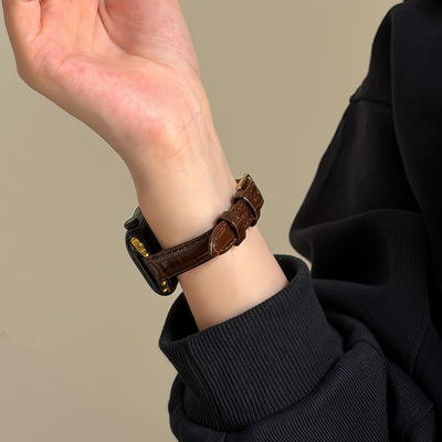 经典复古竹节皮纹applewatch11表带适用S10苹果手表带iwatchs98se