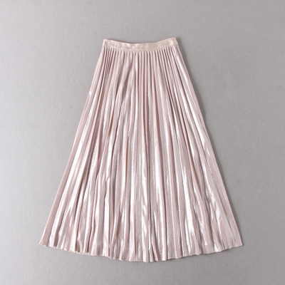 出法国单！46欧元~纯尾货女松紧腰优雅高级感流光闪闪百褶半身裙