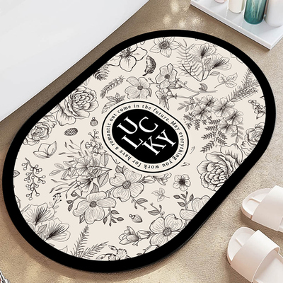 法式复古浴室地垫硅藻泥吸水垫卫生间门口防水厕所洗手间防滑脚垫