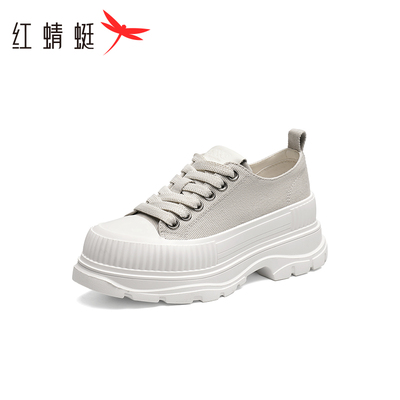 REDDRAGONFLY/红蜻蜓女士简约低帮松糕厚底休闲帆布板鞋WTB24692