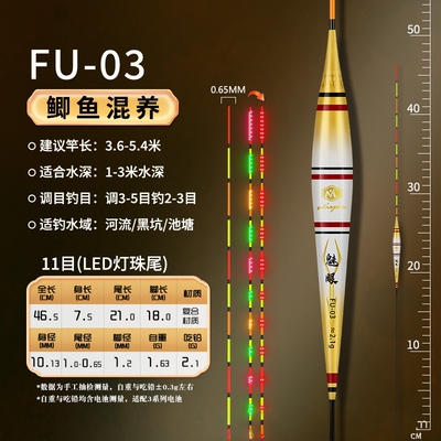 黄金眼OLED夜光漂0.65极细全目灌胶金刚尾咬钩变色电子漂高灵敏漂
