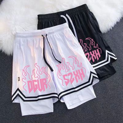 夏季新款美式篮球不过膝运动短裤假两件跑步运动速干健身