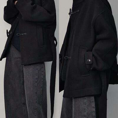 AIRROOM“重磅廓形”羊毛立领设计感系带高领宽松气质双面呢外套