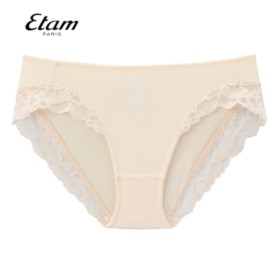 Etam羽感暗涌系列法式短裤拼边轻薄无痕全棉里裆内裤女W321DI0206