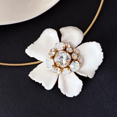 法产Philippe PF高定珐琅山茶花2way胸针吊坠两用款项圈