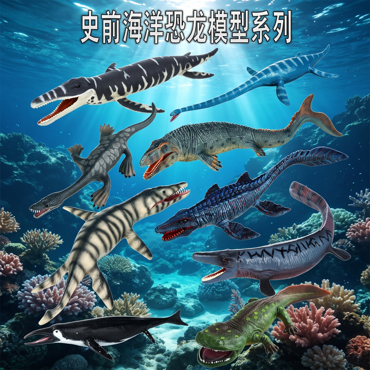 儿童史前海洋恐龙玩具远古巨兽海底生物达克龙薄片龙鱼龙仿真动物