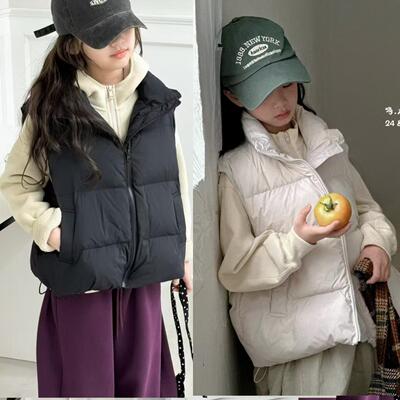 2024冬款儿童宽松加厚羽绒马甲