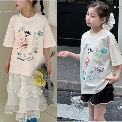 嗨大E小E女童装夏款韩版短袖T恤