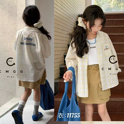 品牌童装韩系女童衬衫两件套春款