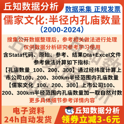 儒家文化数据2024-2000上市公司100、200、300km半径范围内孔庙数
