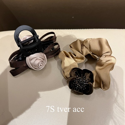 Tveracc韩国正品山茶花蝴蝶结花朵发夹女气质简约鲨鱼夹阿豆款