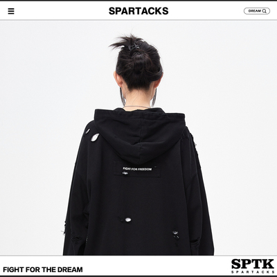SPARTACKS连帽破洞个性卫衣外套