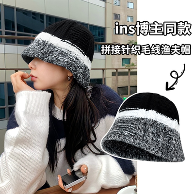 渔夫帽逛街韩版男女秋冬拼接百搭