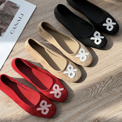 法式复古小众羊皮版双R跳舞鞋女