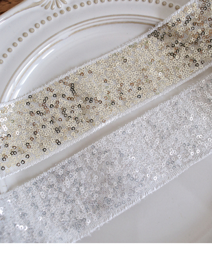 韩国进口金银色亮片蕾丝diy手工儿童发夹Leavers Lace娃衣丝带