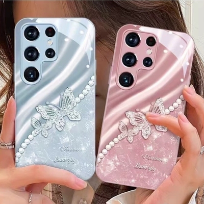 21plus20苹果16女SamsungS24fe三星S25珍珠14蝴蝶手机壳S22ultra高级感s23u男a54全包53加case52适用42玻璃73