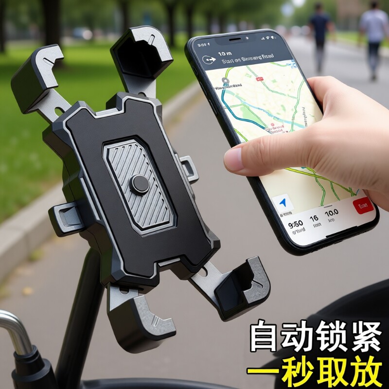电动车手机支架摩托导航防雨防震固定外卖骑手骑行电瓶车手机架