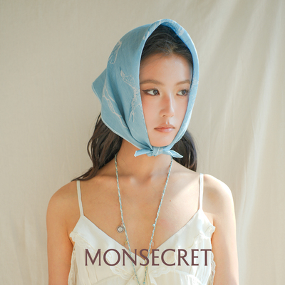 MONSECRET海边度假苎麻飞鸟方巾