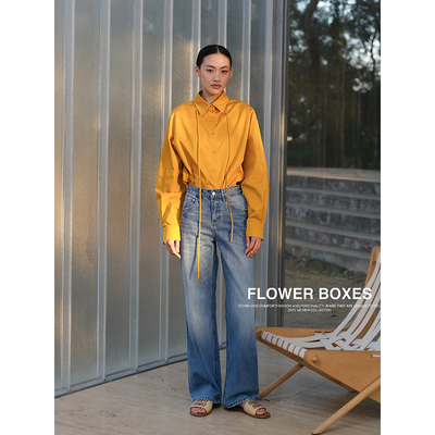 花匣子牛仔裤65850新款复古高级感高腰宽松男友直筒风阔腿裤女