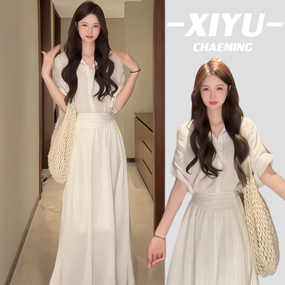 送打底吊带温柔学姐衬衫套装裙